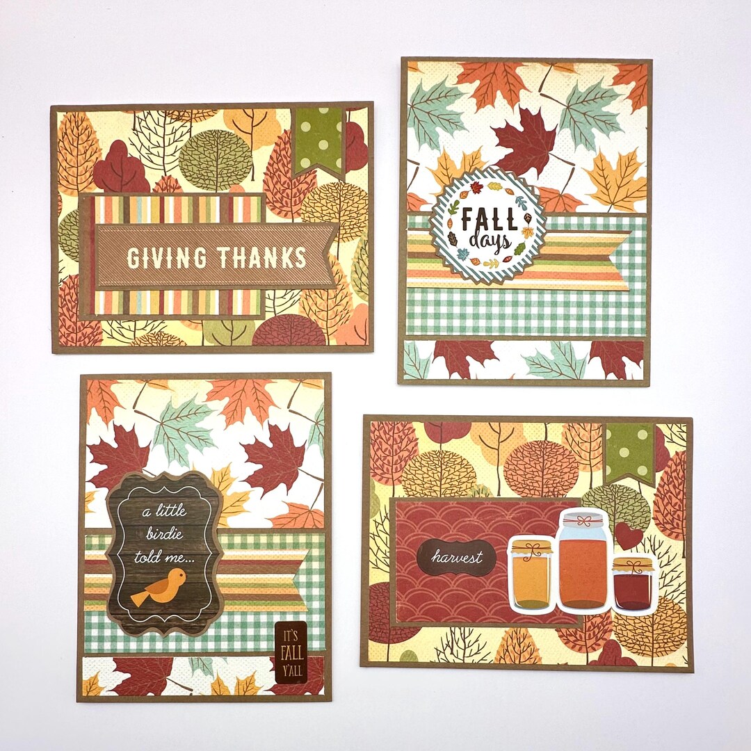 FALL THANKSGIVING CARDS Handmade Greeting Cards Pack of 4 - Etsy