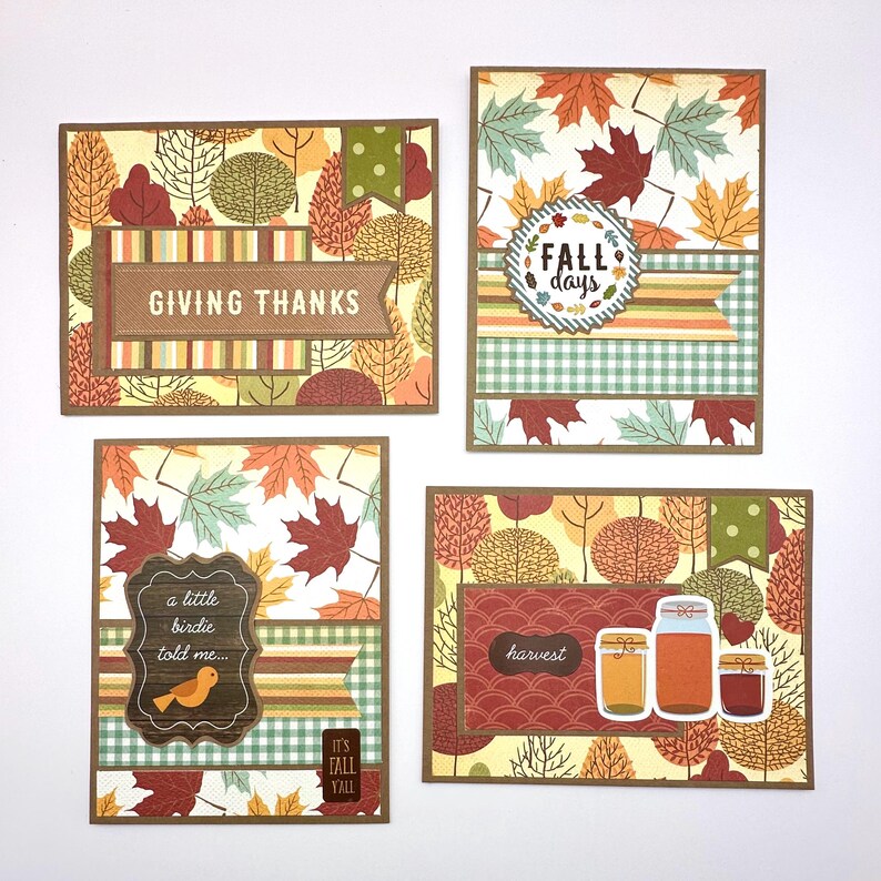 FALL THANKSGIVING CARDS Handmade Greeting Cards Pack of 4 - Etsy