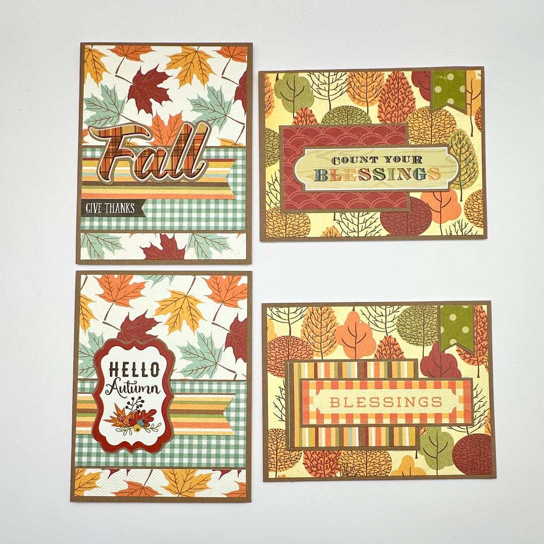 FALL THANKSGIVING CARDS Handmade Greeting Cards Pack of 4 - Etsy