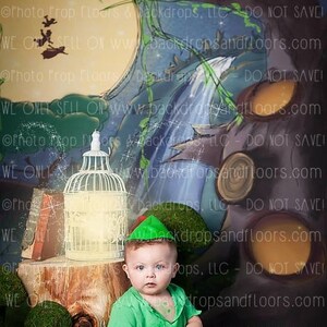 Peter Pan Photography Backdrop Captain Hook, Fly, Tree House, Neverland ...