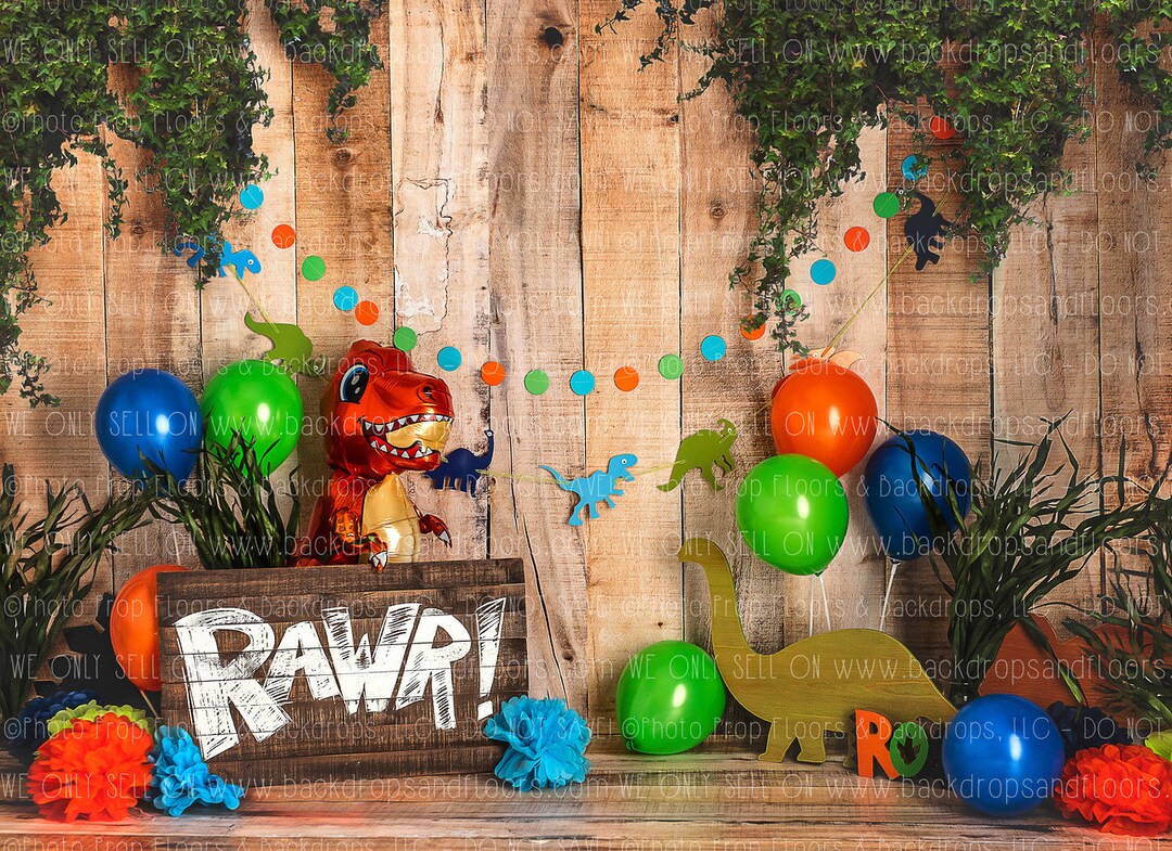 Dinosaur Photography Backdrop - T Rex, Jungle, Stegosaurus, Jurassic ...