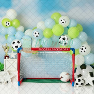 Soccer Photography Backdrop - Balloon Garland, Arch, White, Black ...