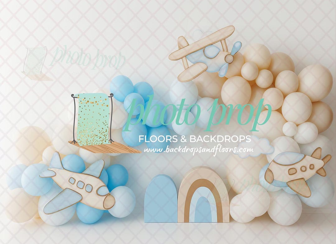 Airplane Cake Smash Backdrop, World Traveler Vintage Aviator, Time ...