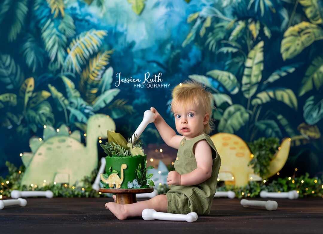Dinosaur Photography Backdrop - T Rex, Jungle, Stegosaurus, Jurassic ...