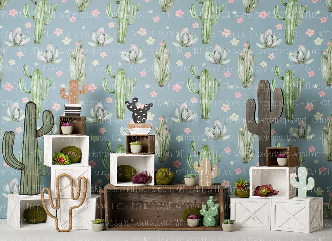 Cactus Succulent Photography Backdrop, Southwest Desert Birthday Theme ...