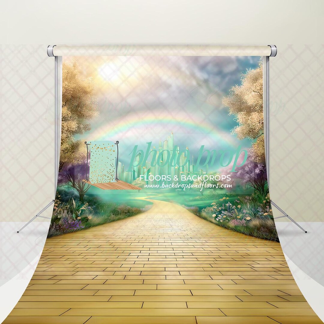 Yellow Brick Road Fantasy Photography Backdrop Floordrop With Emerald ...