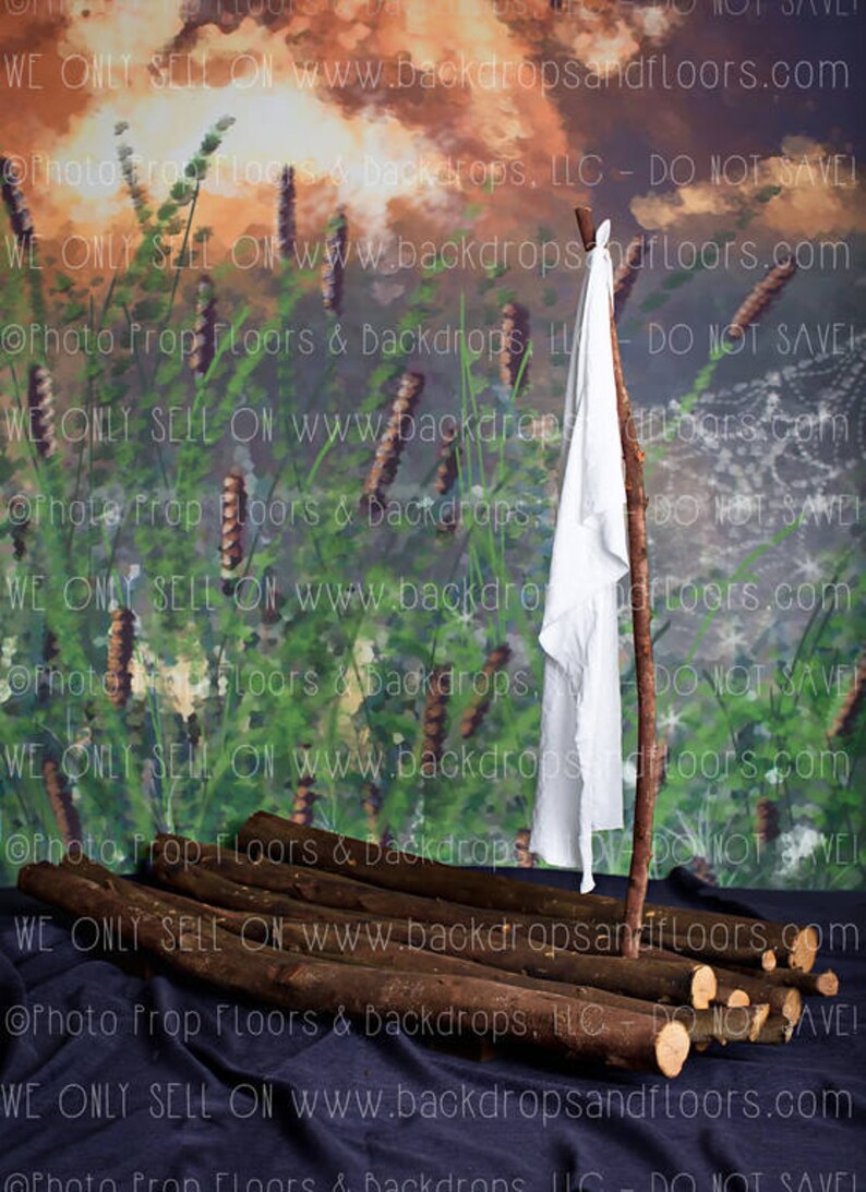 DIGITAL DOWNLOAD: Backdrop, Background, Props, Log Wood Raft, Sailing ...
