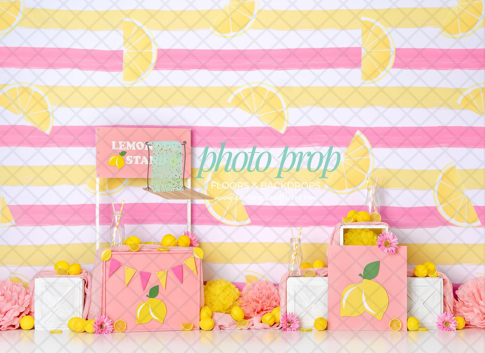 Lemonade Stand Photography Backdrop Summer Time Lemons Etsy