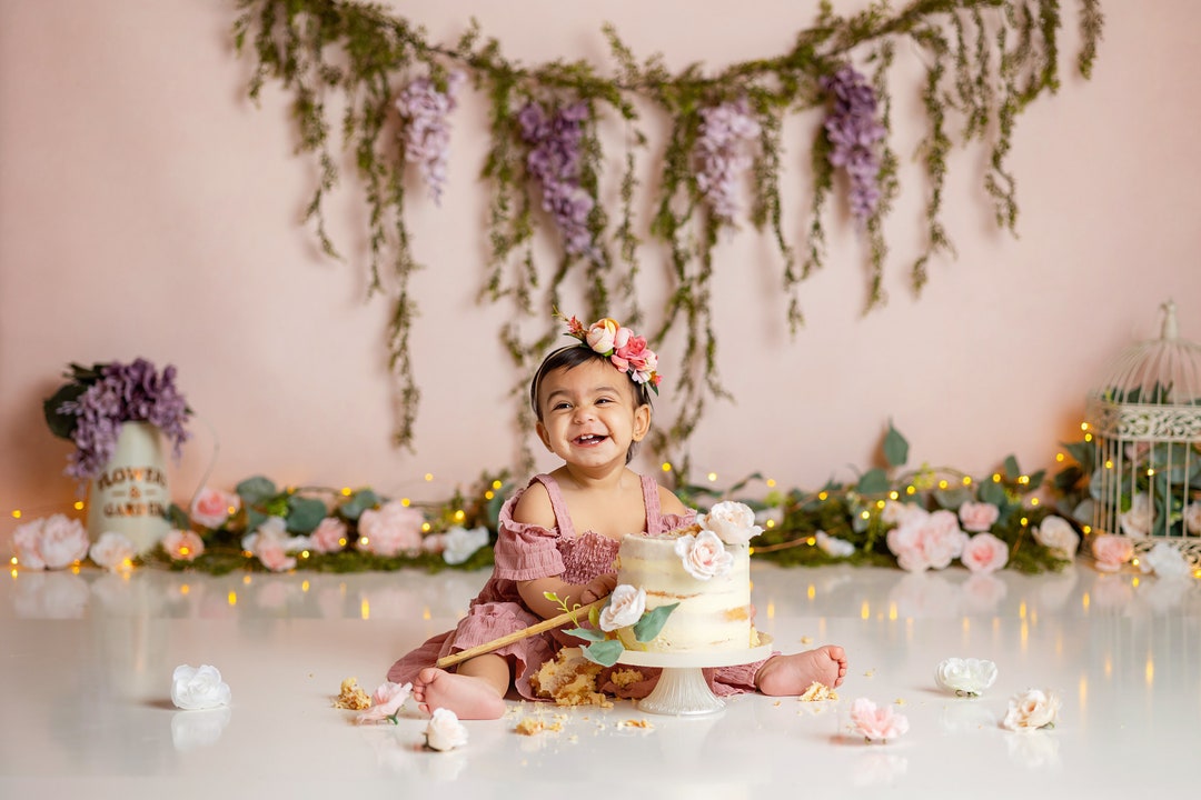 Pink Floral Vines Photography Backdrop - Purple Wisteria Flowers ...
