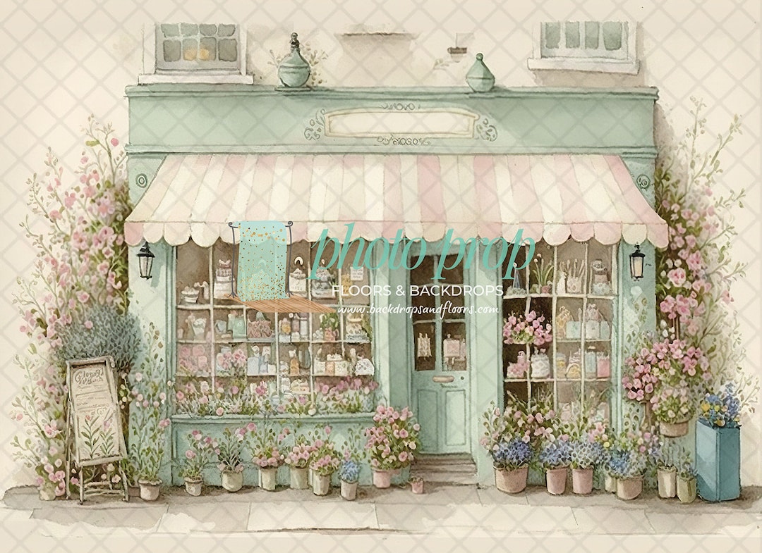 Flower Shop Photography Backdrop - Sidewalk, Store, Shoppe, Chic, Boho ...