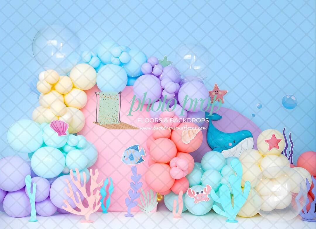 Pastel Under the Sea Photography Backdrop - Arches, Crabs, Whale, Fish ...