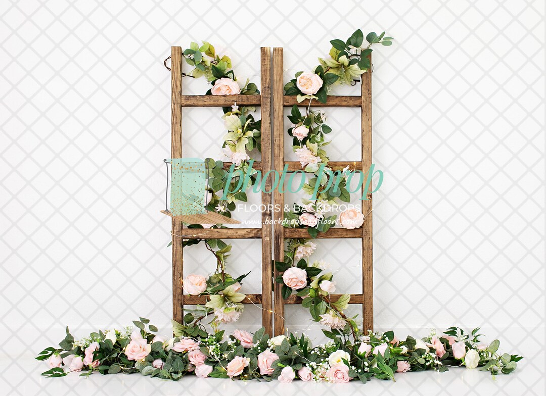 Flower Garden Photography Backdrop - Ladder Floral, Spring, Hanging ...