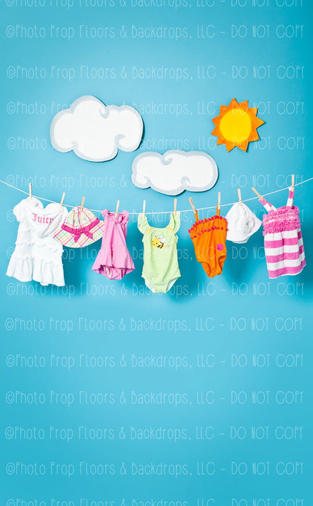 Summer Clothesline Clothesline DIGITAL Photography Backdrop - Sun ...