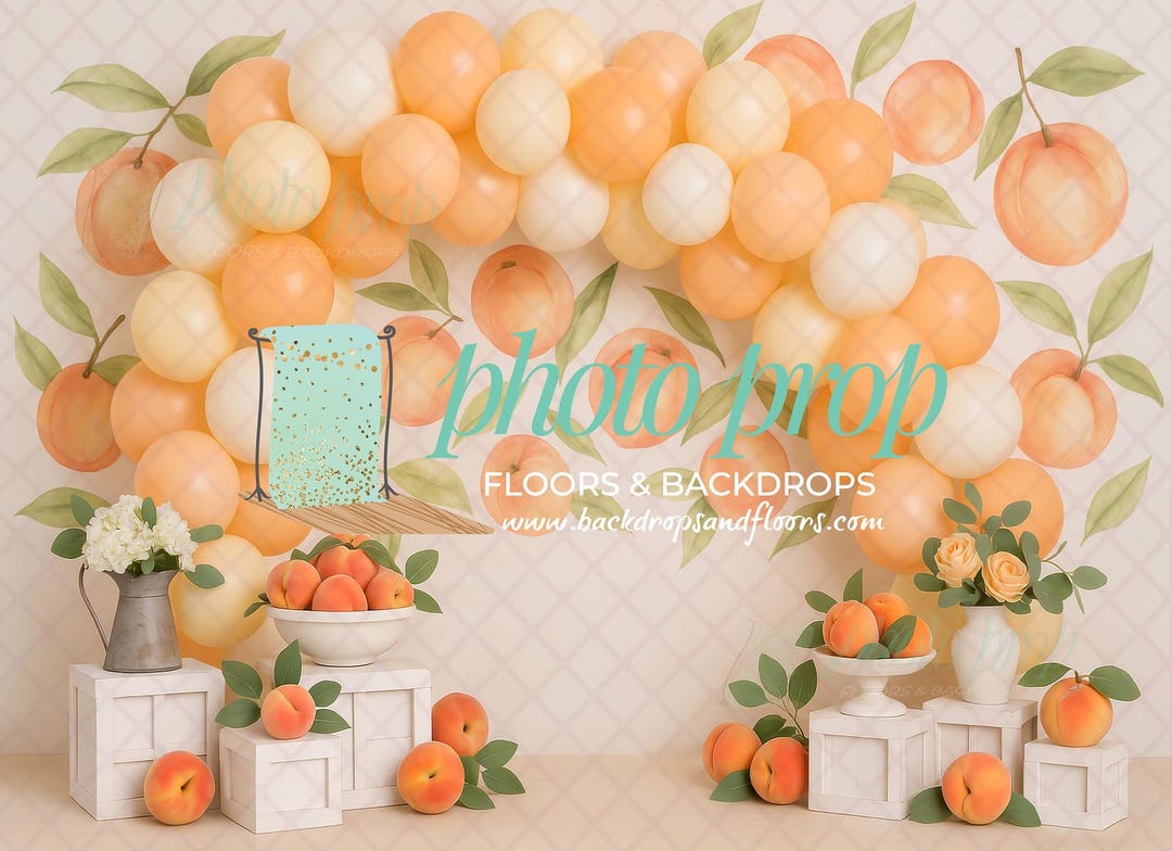 Peach Themed Photography Backdrop - Farmers Market, Summer, Peaches ...