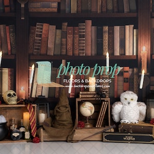Floating Candles Wizard Library Books Photography Backdrop - Spell ...