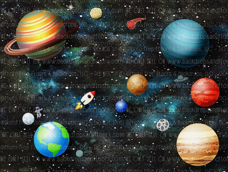 Outer Space Photography Backdrop - Astronaut, Galaxies, Planets, Stars ...