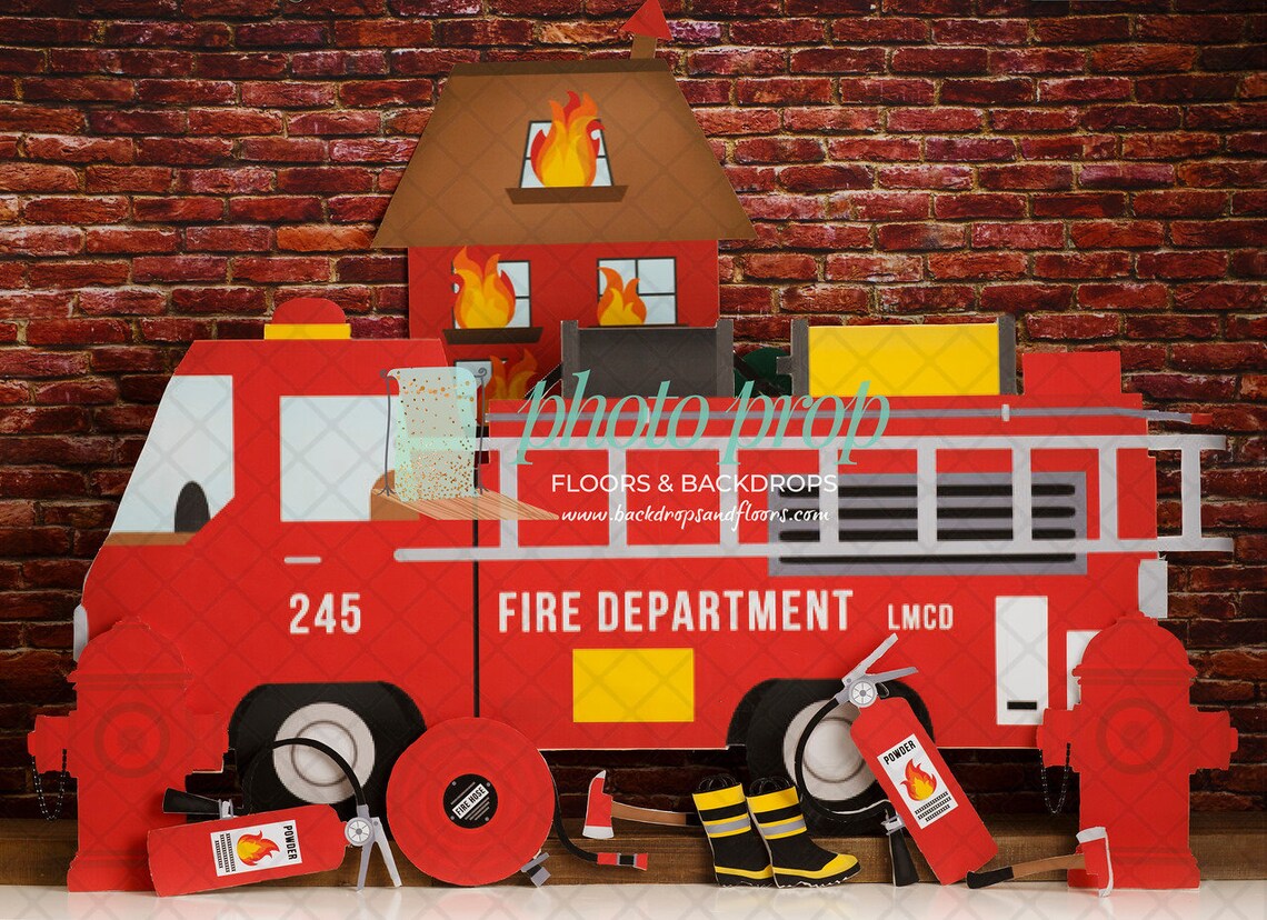 Fire Truck Photography Backdrop Fireman Firemen Fighter - Etsy