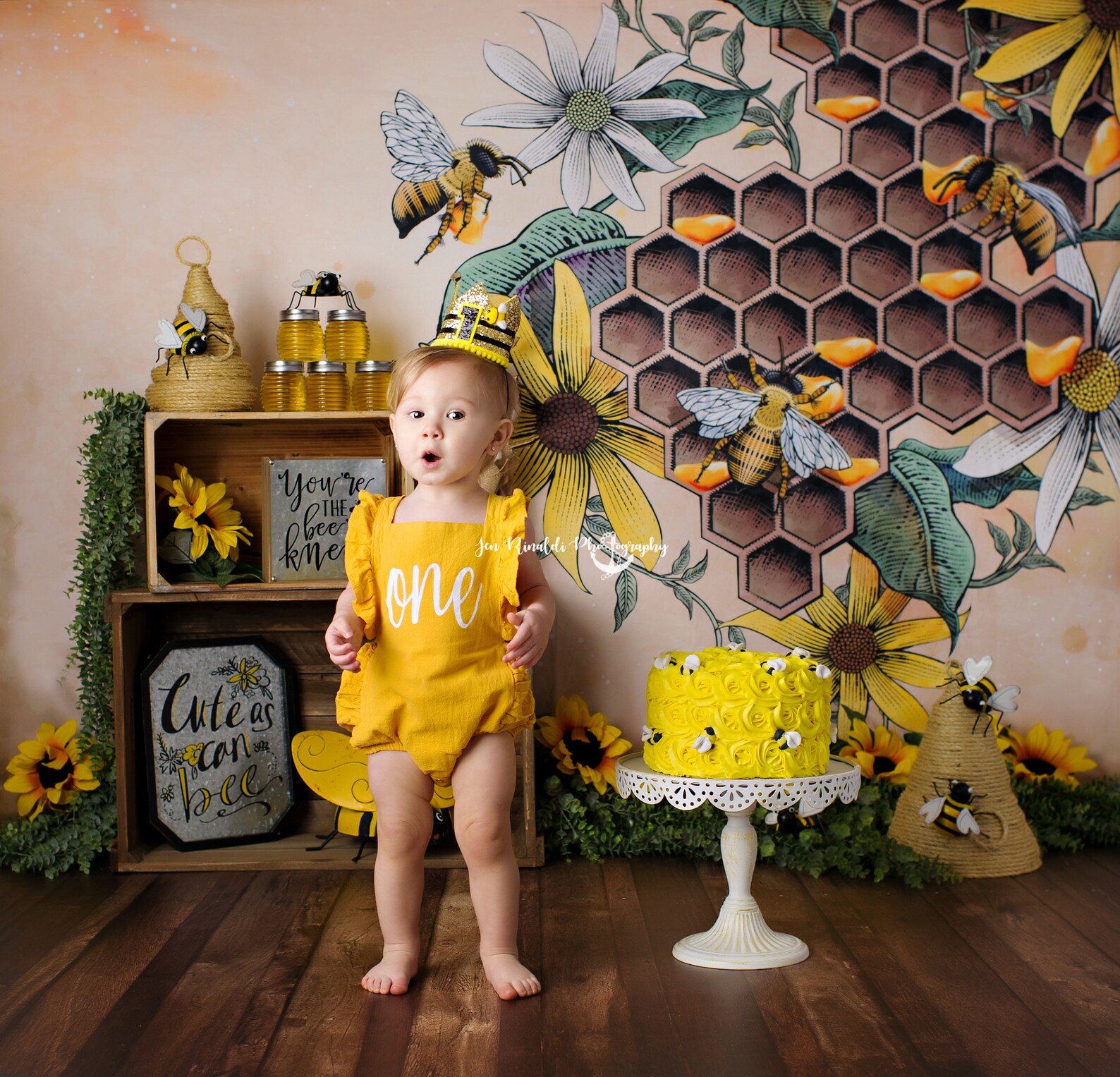 Honey Bees Honey Comb Photography Backdrop - Sunflowers, Spring, Buzz ...