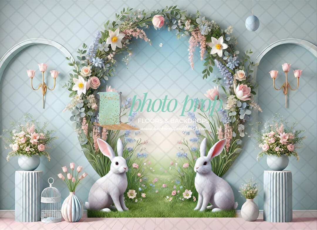 Easter Arch With Easter Bunnies Photography Backdrop Elegant, Classic ...