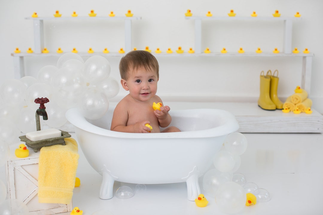 Rubber Ducky Bath Time Photography Backdrop - Bathroom, Cake Smash ...