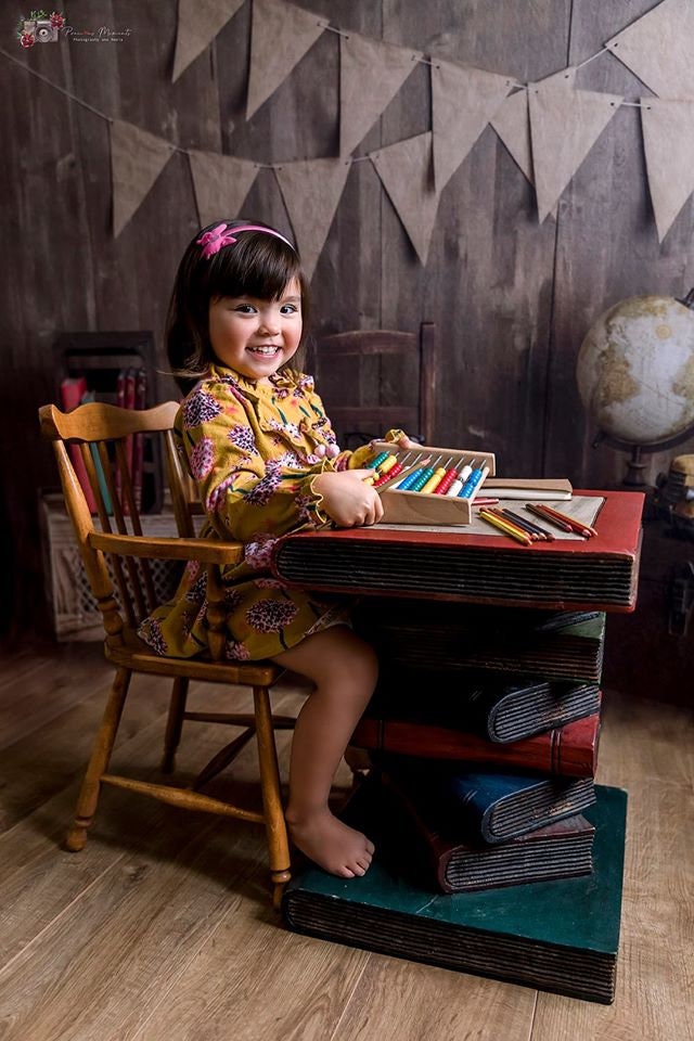 Rustic Back to School Photography Backdrop Books Globe | Etsy