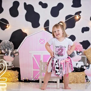 Pink Barn & Cows Photography Backdrop Cow Print Farm - Etsy