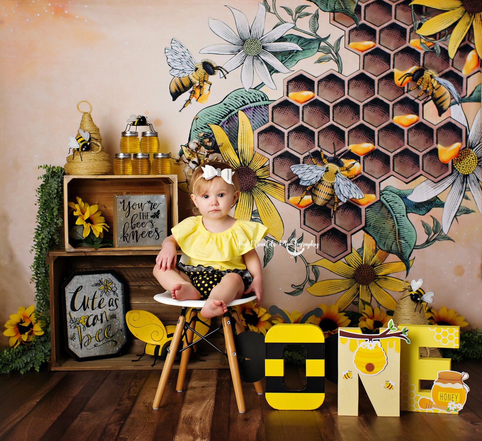 Honey Bees Honey Comb Photography Backdrop Sunflowers - Etsy