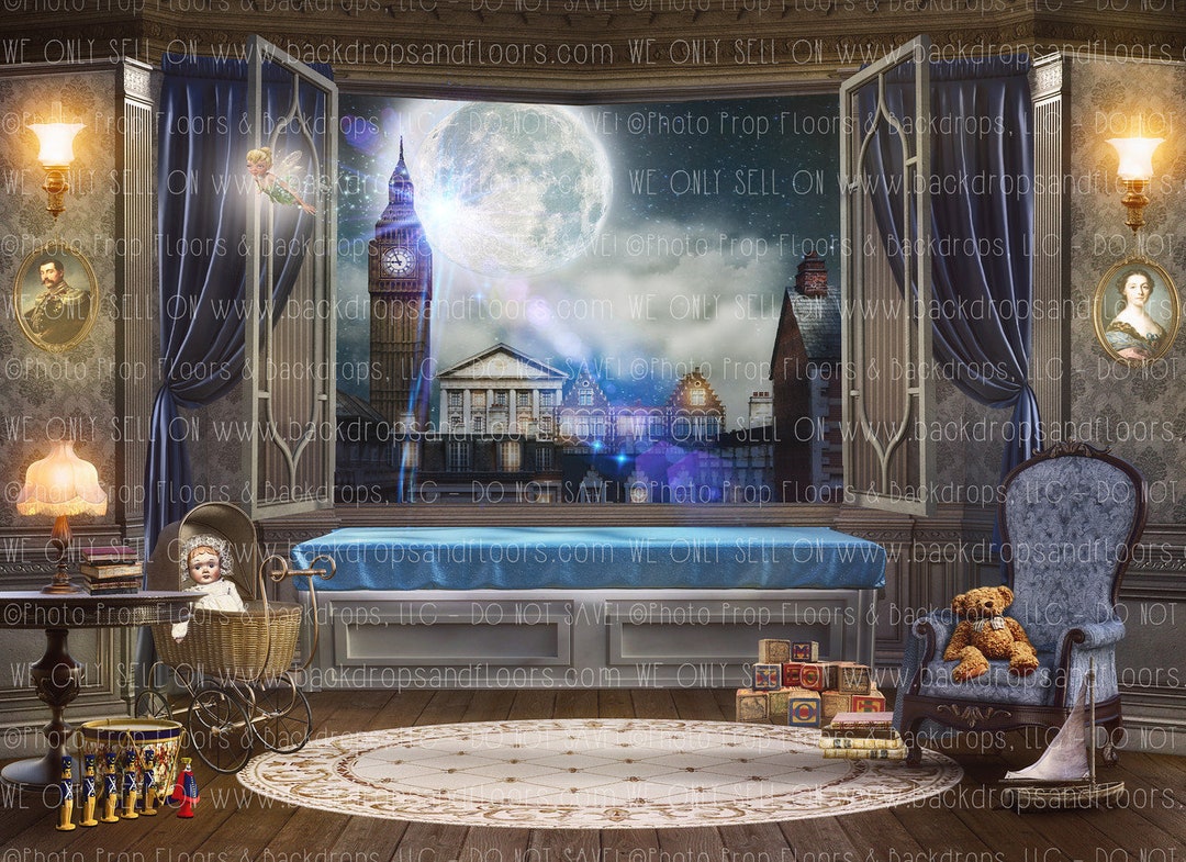 Peter Pan Photography Backdrop - Fairy Tale, Captain Hook, Pirate Ship ...