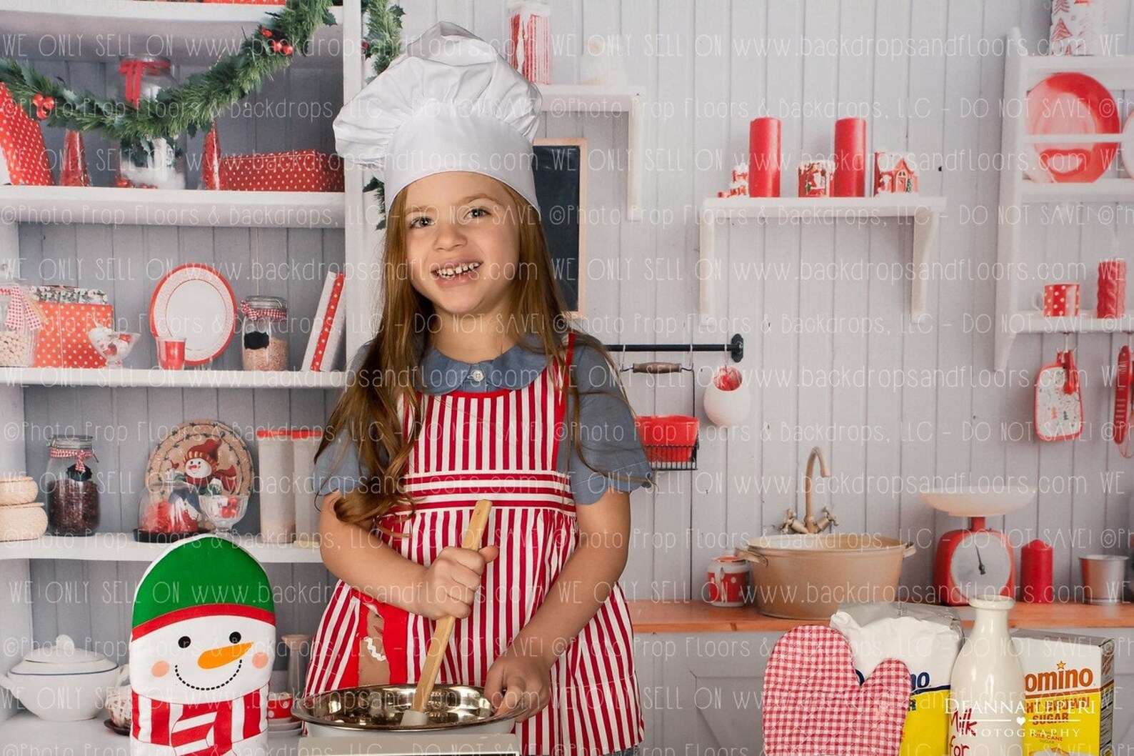 Christmas Kitchen Photography Backdrop - Mrs Claus, Santa, Holiday ...