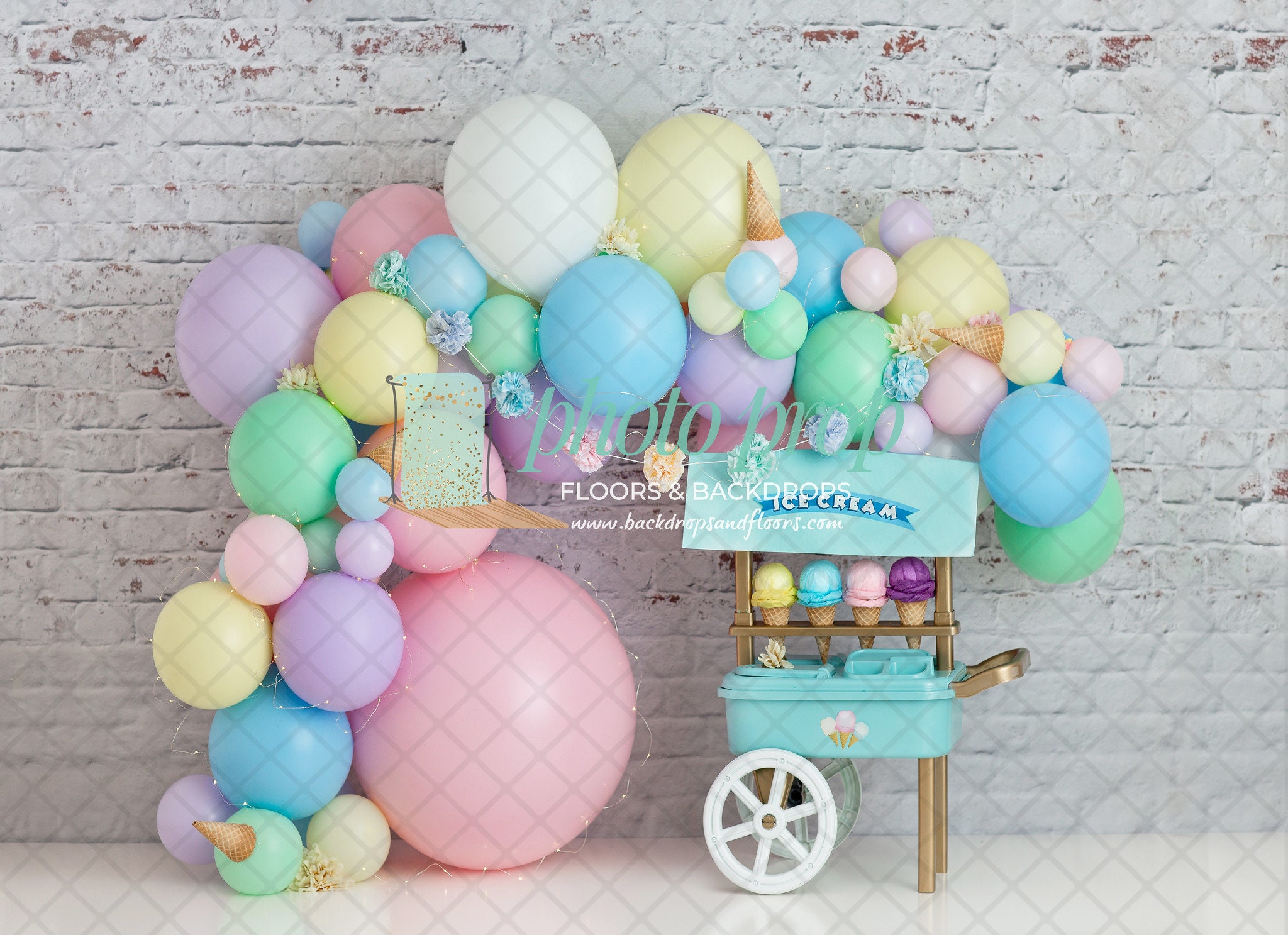 Ice Cream Stand Photography Backdrop Cones Cart Shop - Etsy