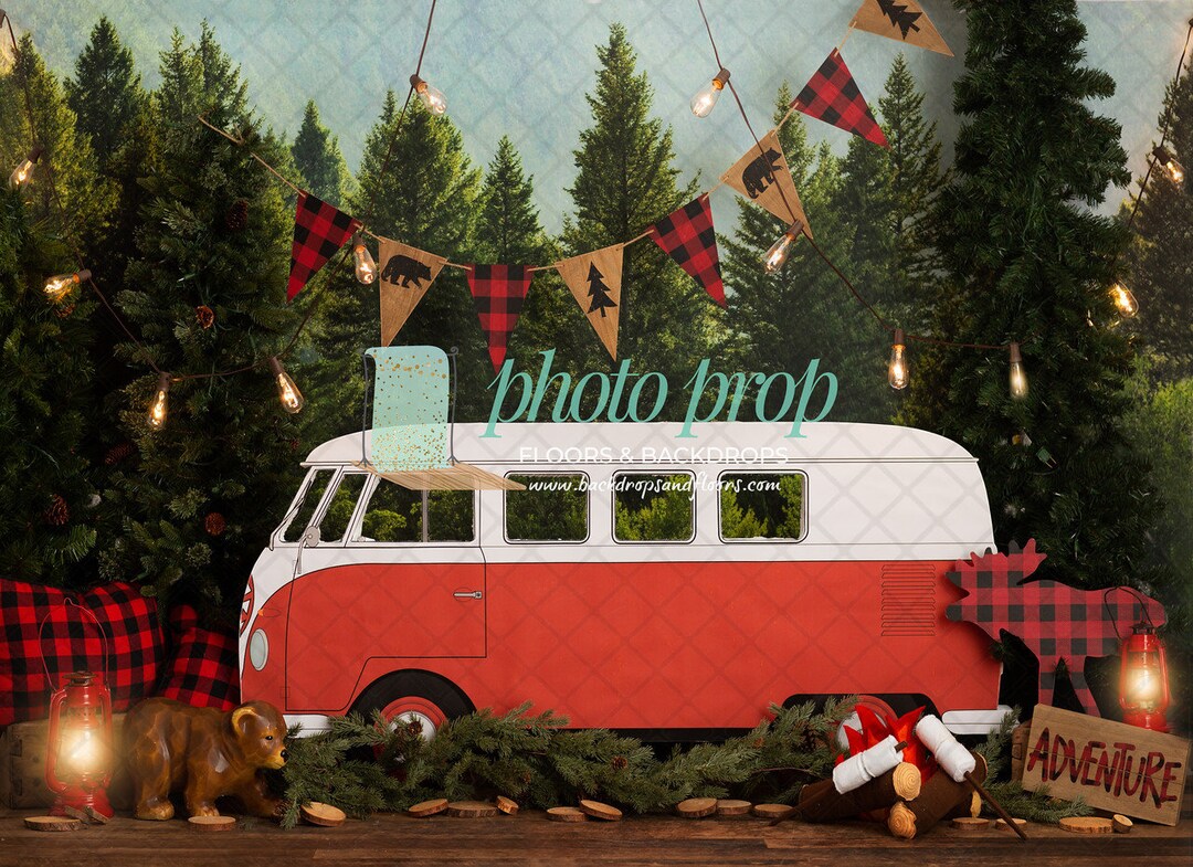 Red Vintage Camper Photography Backdrops RV Camping - Etsy