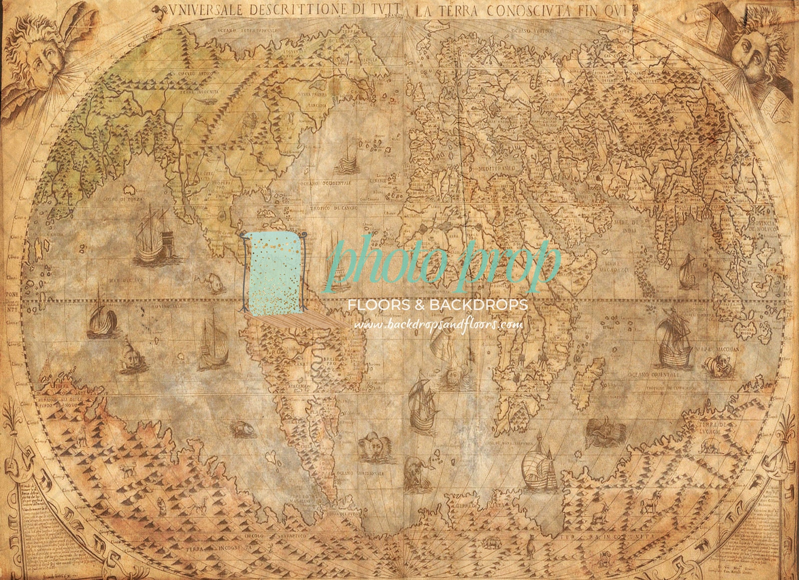 Aged Vintage Map Photography Backdrop Pirate Buried | Etsy