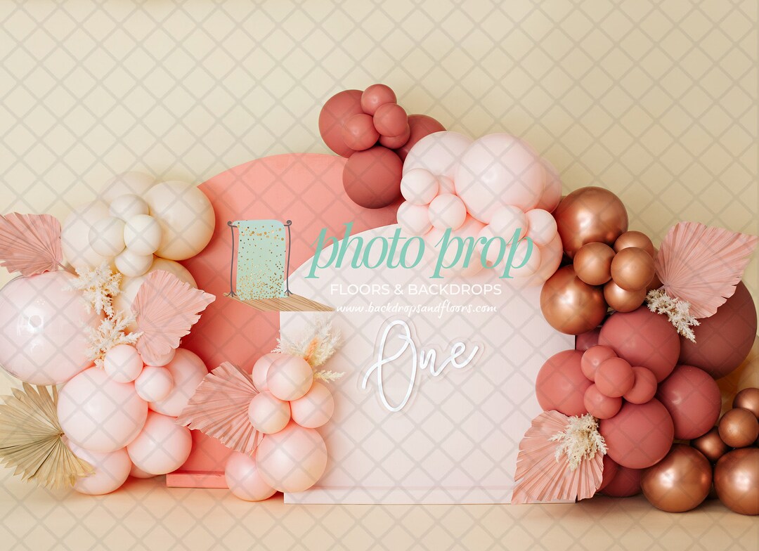 Berry Neutral Boho Rainbow Balloon Arch Photography Backdrop - Natural ...