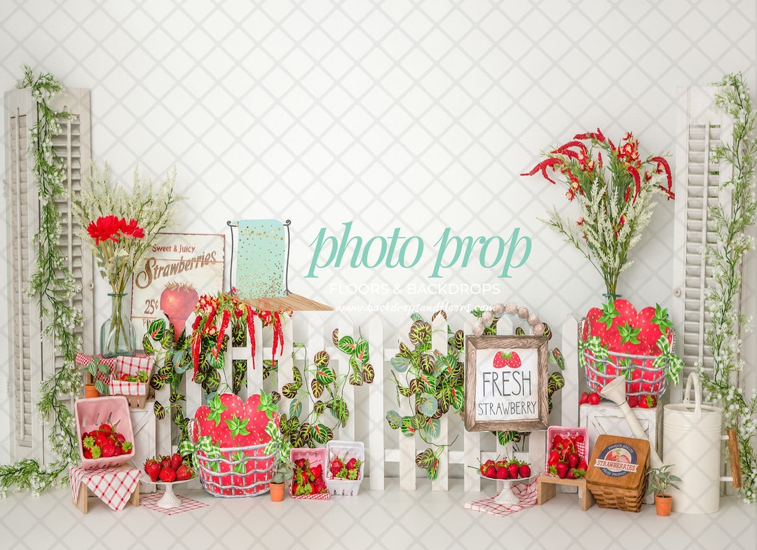 Berry Sweet Strawberry Photography Backdrop, Fresh Picked Strawberries ...