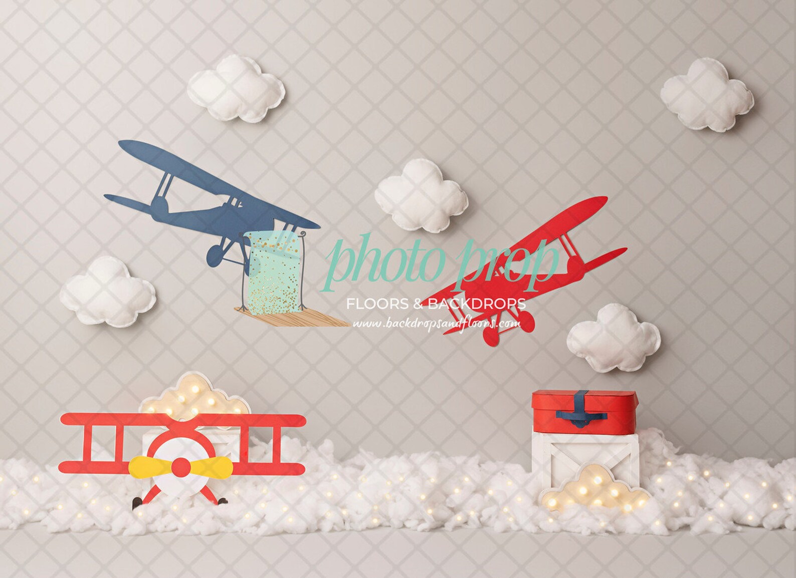 Time Flies Airplane Photography Backdrop - Flying, Sky, Pilot, Red ...
