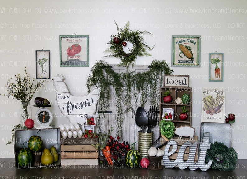 Farmers Market Photography Backdrop Locally Grown Fruit | Etsy