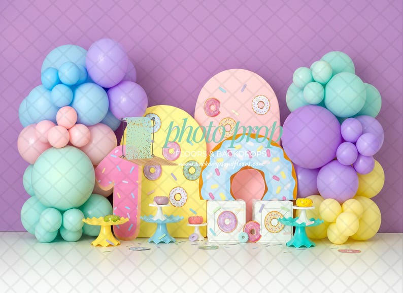 Donut Birthday Photography Backdrop - Donut Change, Birthday, Party ...