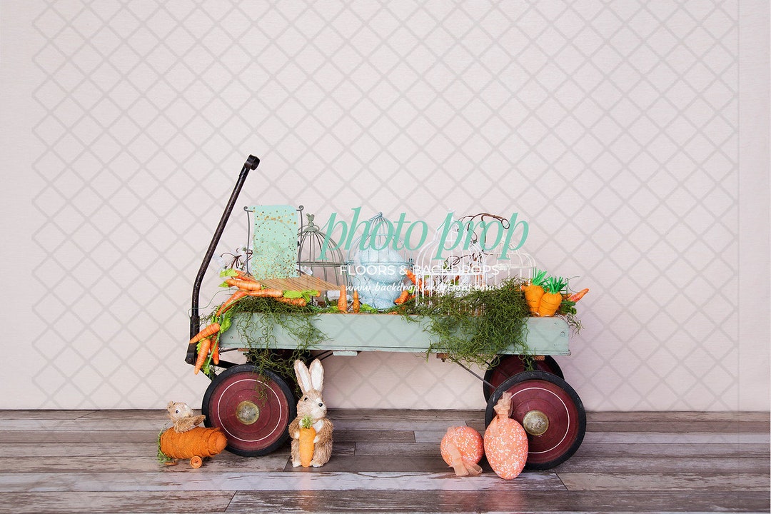 Easter Themed DIGITAL Photography Backdrop, Rustic Wagon Spring Photo ...
