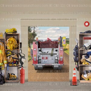 Fire Station Photography Backdrop Firefighter Fire Truck, Firemen ...
