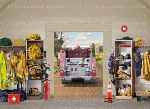 Fire Station Photography Backdrop Firefighter Fire Truck - Etsy