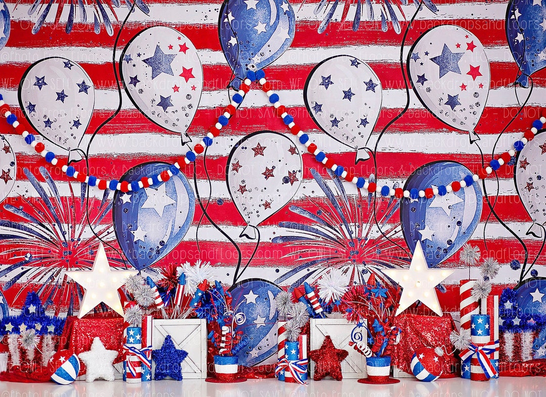 Patriotic Photography Backdrop - Cake Smash, USA, American Flag, Red ...