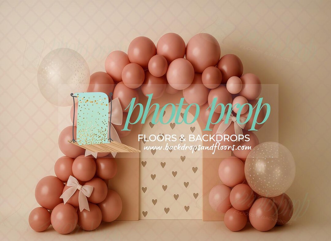 Large Pink Bow and Polka Dotted Arch Photography Backdrop - Hearts ...