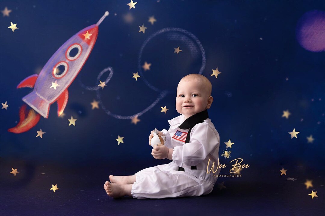 Planets & Rocketship Photography Backdrop - Outer Space, Astronaut ...