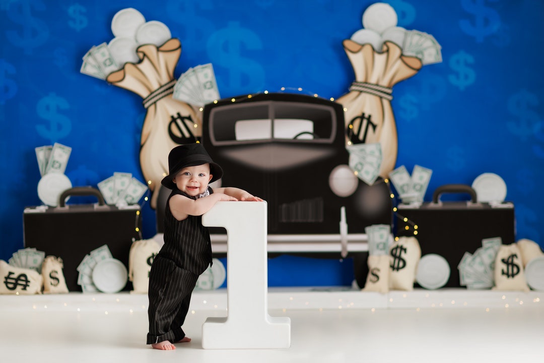 Gangster Boss Photography Backdrop - Getaway Car, Stacks Cash, Dollar ...