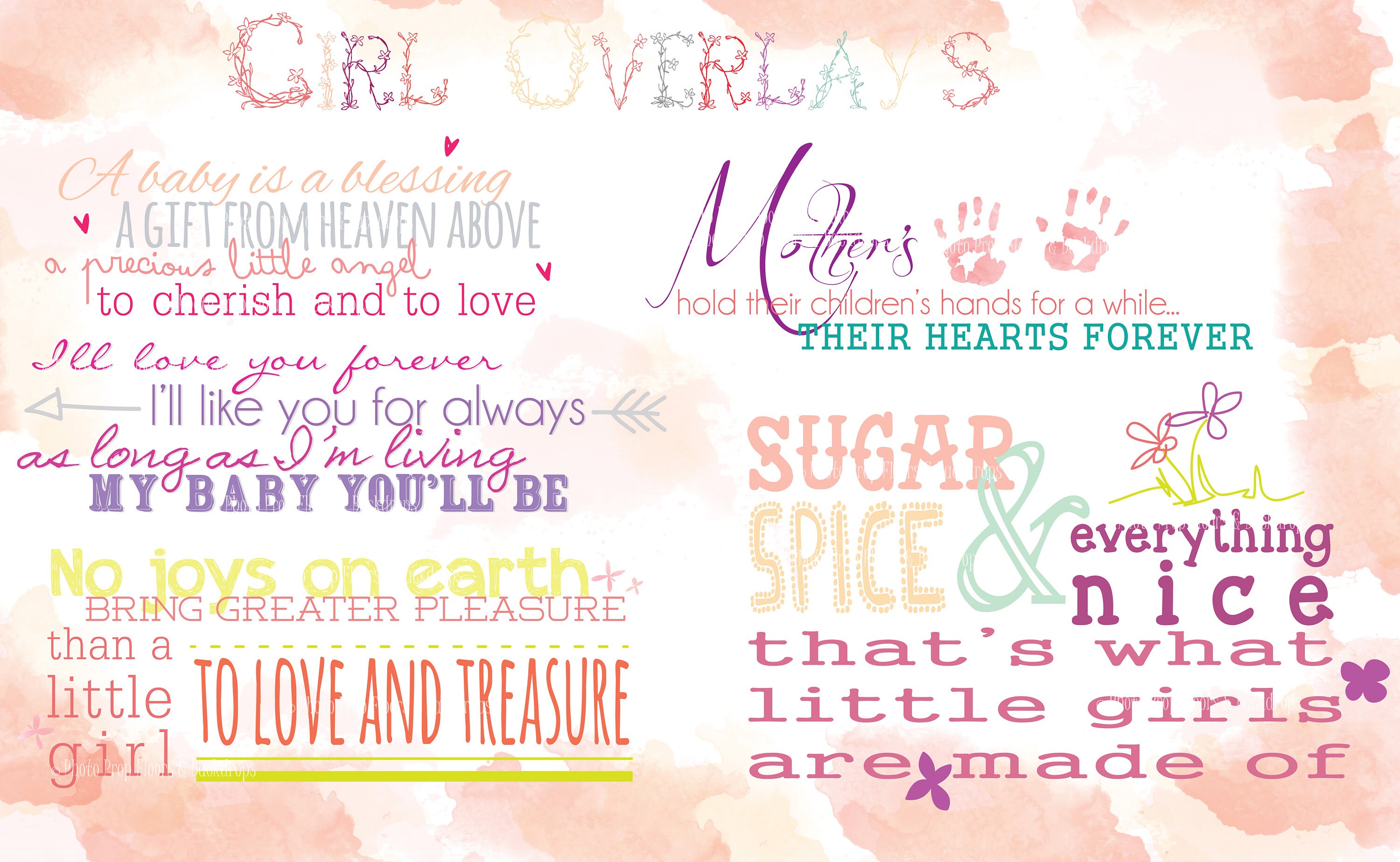DIGITAL DOWNLOAD: Baby Girl Text Overlays Words Quotes | Etsy