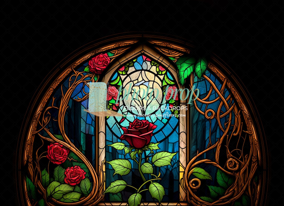Stained Glass Castle Window Photography Backdrop - Ballroom, Beast ...