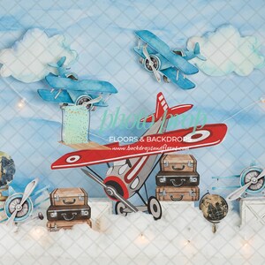 Time Flies Airplane Photography Backdrop - Vintage, Flying, Sky, Pilot ...