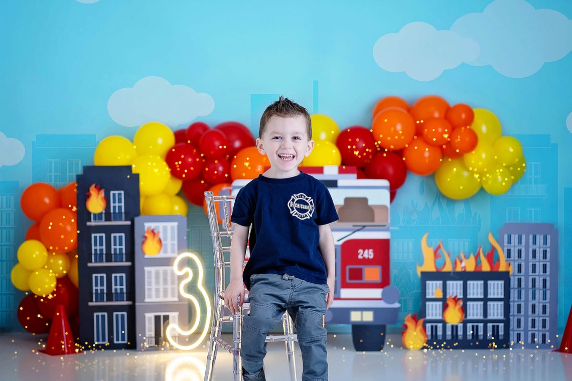 Fire Station Photography Backdrop Firefighter Fire Truck - Etsy