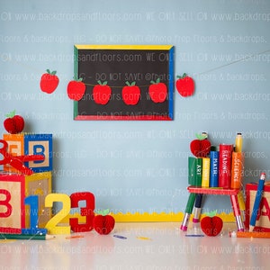 Back to School Photography Backdrop - Classroom, Chalkboard, Crayons ...