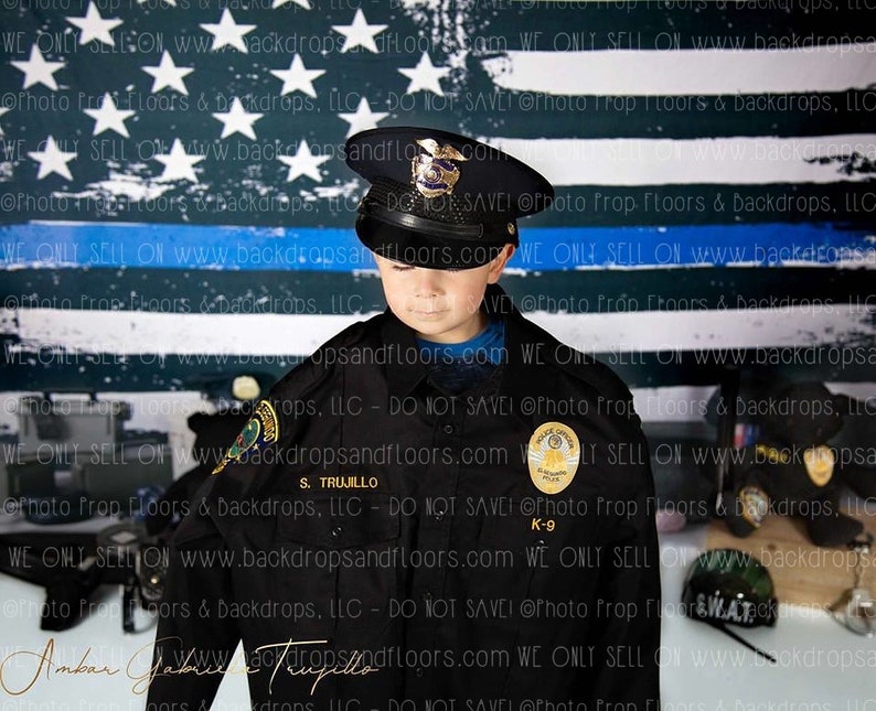 K9 Police Dog Themed Blue Line Flag Photography Backdrop - Etsy